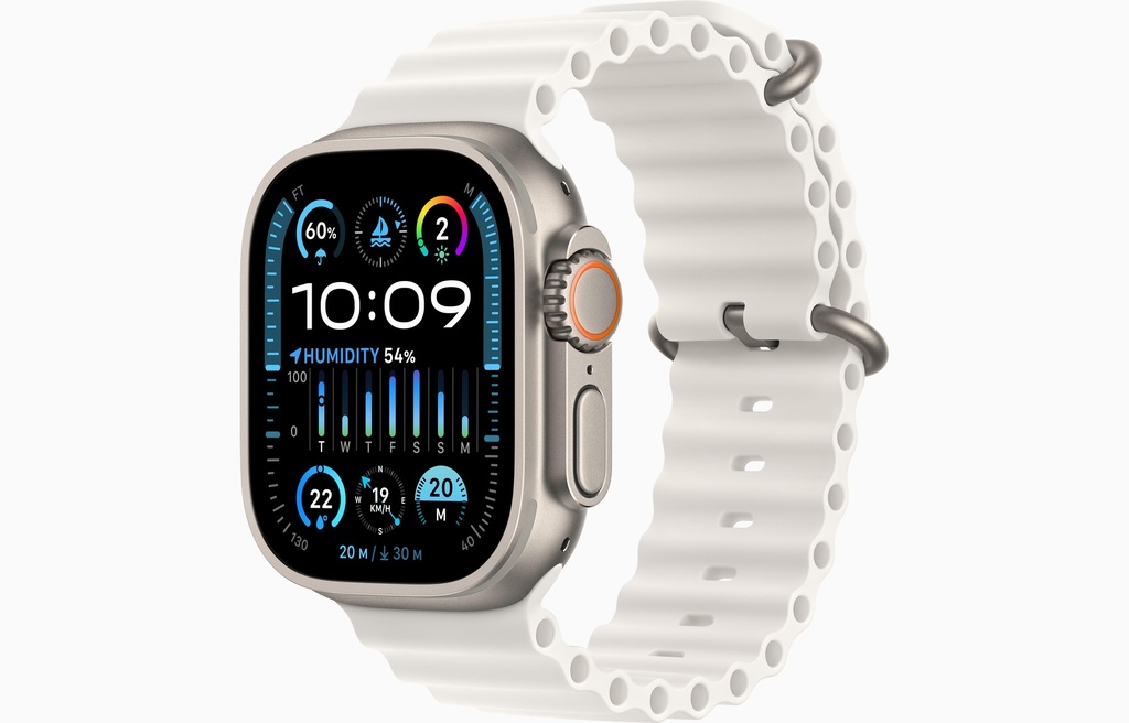 Apple Watch Ultra 2 GPS + Cellular, 49mm Titanium Case with Blue Alpine ...